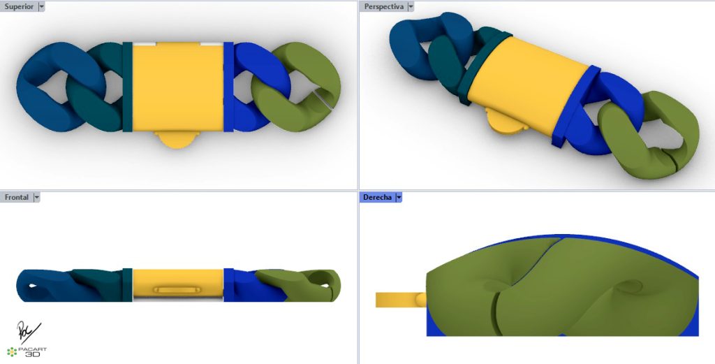 Sistema de Cierre completo con eslabon de 18 mm Pacart3d